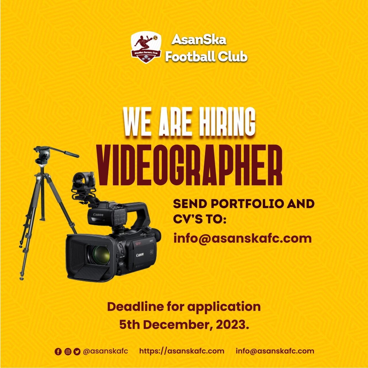 We are hiring: Videographer